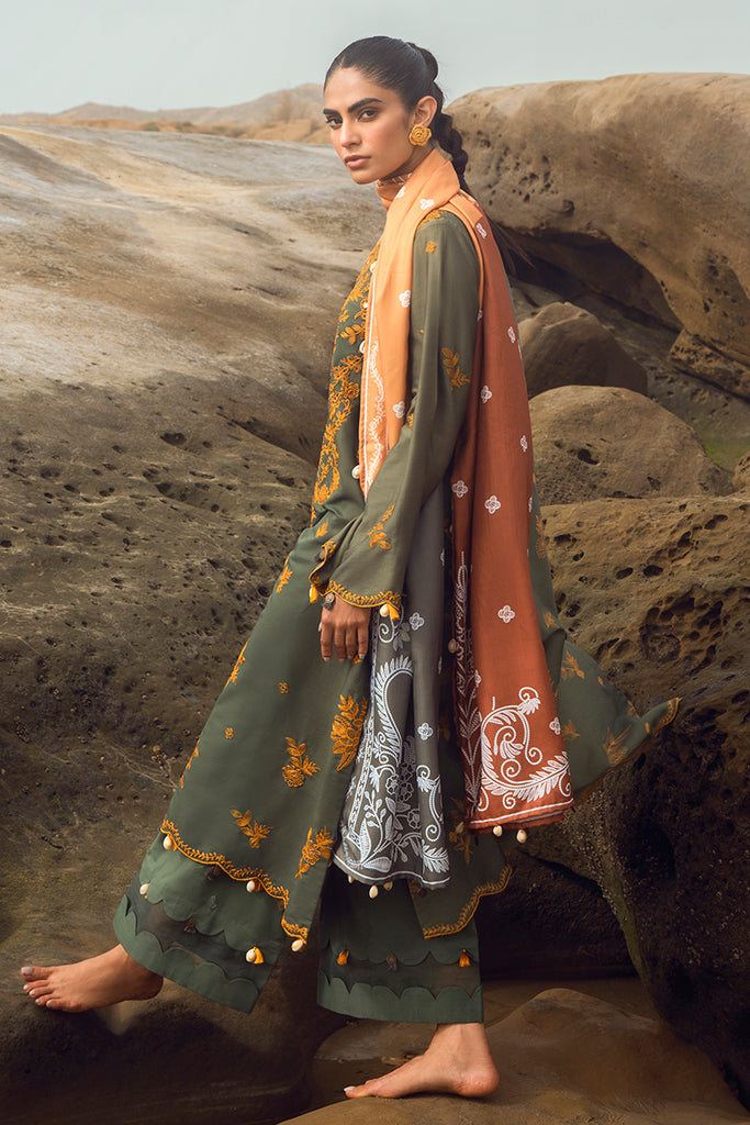 SMOKEY FLAIR-3PC SATIN EMBROIDERED SUIT