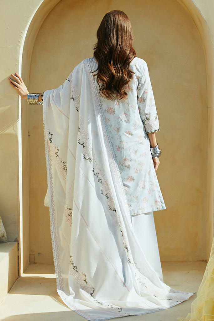 FLORAL MARINE STITCH 3PC: LAWN EMBROIDERED SUIT