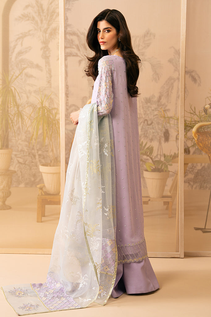 LILAC LUSTER-4 PIECE EMBROIDERED CHIFFON SUIT