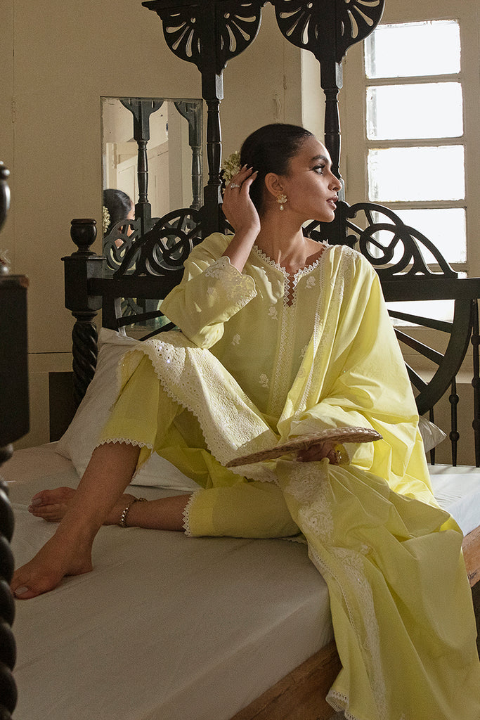 CLOVER LIME-3PC CHIKANKARI LAWN SUIT