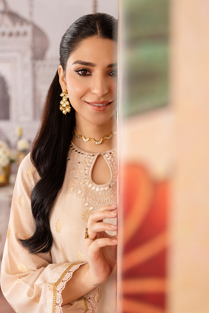 ROSE DUST-3PC COTTON JACQUARD SUIT